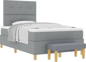 Postel s boxspringem s čelo Světle šedá 120 x 200 cm textil 3344289