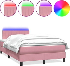 Box spring postel s matrací a LED růžová 120x220 cm samet 3317120