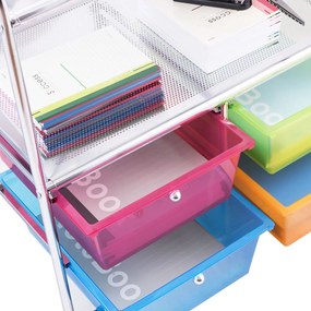Costway Nákladní vozík 4 Zásuvky koupelnový válec kontejner kuchyňský – barvitý