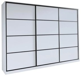 Nejlevnější nábytek Šatní skříň HARAZIA 250 bez zrcadla, se 4 šuplíky a 2 šatními tyčemi, bílý mat