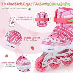 Costway Inline brusle Dětské 4 Nastavitelné velikosti Inline brusle se –
