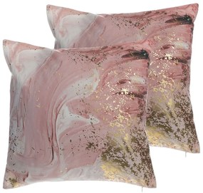 Sada 2 polštářů abstraktní 45 x 45 cm růžová LANTANA Beliani