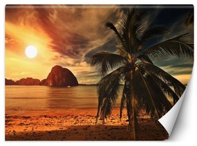 Fototapeta, Palmové stromy Tropické moře Západ slunce - 150x105 cm