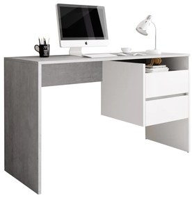 PC stůl TULIO beton a bílý mat