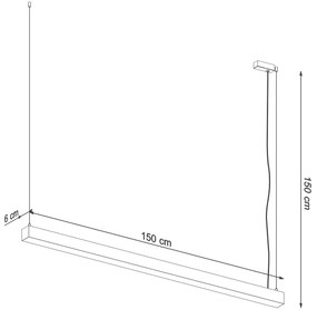 Závěsné LED svítidlo Pinne 150, 1x LED 39w, 3000k, s