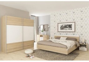 Manželská postel, 160x200, dub sonoma / bílá, GABRIELA