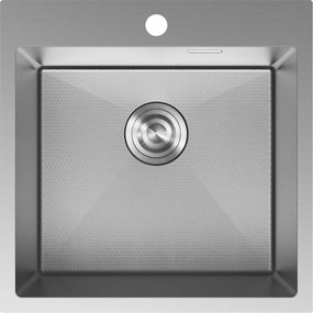 Mexen Solix, 1-komorový nerezový dřez 500 x 500 mm, broušená ocel, vzor voština, 6407501000-01HC