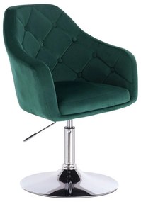 LuxuryForm DESIGN Otočné křeslo ANDORA VELUR na stříbrném talíři - zelené