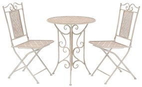 3dílný bistro set ocelový bílý,  43149