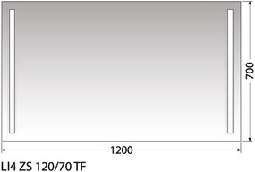 INTEDOOR zrcadlo s LED osvětlením LI4  ZS 120/70 TF
