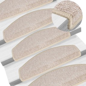 Schodové rohože 15 ks 65 x 24 x 4 cm béžové, půlkulaté, velké 133890