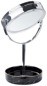Kosmetické LED zrcadlo ø 26 cm stříbrné/černé SAVOIE Beliani
