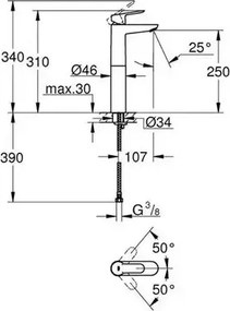 Grohe BauEdge - Baterie pro umyvadlovou mísu chrom