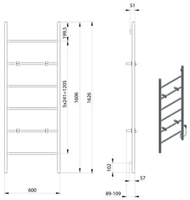 Sapho, BARBO elektrický sušák 600x1600 mm, 160 W, hranatý, černá mat, BB906