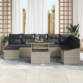 Set pohovek 9 ks Světle šedá polyratan 3349058