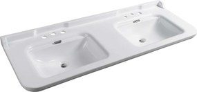 Sapho Kerasan Waldorf - Dvojumyvadlo 150x55 cm, s přepadem, s 6 otvory pro baterii, bílá 4143K1-3