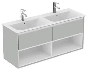 Ideal Standard Connect Air - Skříňka pod dvojumyvadlo 120 cm, lesklá světle šedá/matný bílý lak E0829EQ