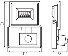 LED reflektor s čidlem Kanlux Miledo GRUN NV LED-10-B-SE 10W neutrální bílá 31397
