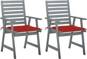 vidaXL Zahradní jídelní židle s poduškami 2 ks masivní akáciové dřevo [3064402] Barva: Červená