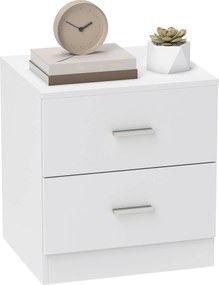HOMCOM Moderní Noční Stolek s 2 Zásuvkami, Stolek do Obývacího Pokoje a Ložnice, Nosnost 30 kg, 45x39,5x49 cm, Bílý | Aosom