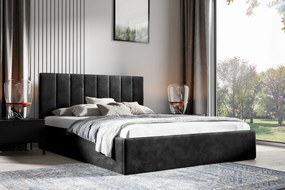Eka Čalouněná postel LENY 140x200 cm Barva látky Trinity: (2315) Tmavá šedá, Úložný prostor: Bez úložného prostoru