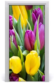 Samolepící fototapeta na dveře barevné tulipány 85x205 cm