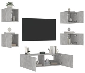 5dílná obývací stěna s LED osvětlením betonově šedá - Default Title