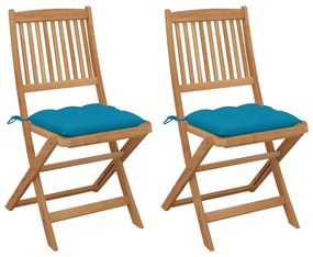vidaXL Skládací zahradní židle s poduškami 2 ks masivní akáciové dřevo