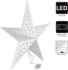Papírová hvězda LED krémová Ø60cm 5 ramena