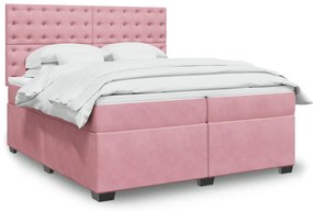 Box spring postel s matrací růžová 200x200 cm samet 3291019