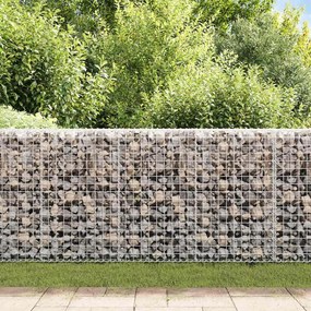 Gabionová zeď s víky z pozinkované oceli 200 x 20 x 85 cm 143580