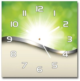 Wallmuralia Skleněné hodiny čtverec Zelená abstrakce 30x30 cm
