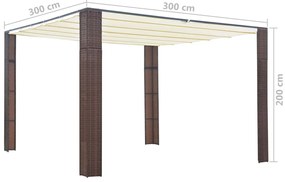 vidaXL Marketos Altán se střechou polyratan 300 x 300 x 220 cm hnědý a krémový