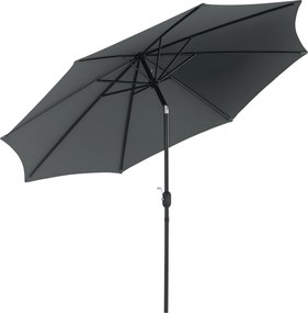 Zahradní slunečník Outsunny Ø295x250 cm s kličkou - venkovní slunečník s naklápěcím mechanismem a odnímatelným kovovým sloupem pro terasu, bazén a pat