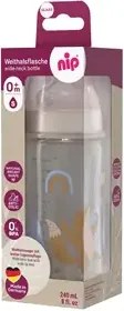 NIP Láhev kojenecká sklo široká silikon-S 240ml 0m+