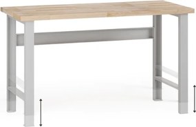 Výškově nastavitelný dílenský stůl G7, buková spárovka, 1500 x 685 x 840-1040 mm