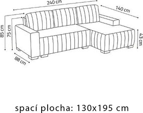 Malá sedací souprava HUGI | 140x240 cm | rozkládací + úložný prostor | VÝBĚR TKANIN