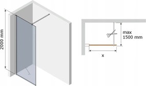 Variabilní sprchová zástěna MEXEN KIOTO 90x200 cm, 8 mm - čiré sklo