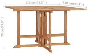 Skládací zahradní jídelní stůl 110 x 110 x 75 cm masivní teak,  318481