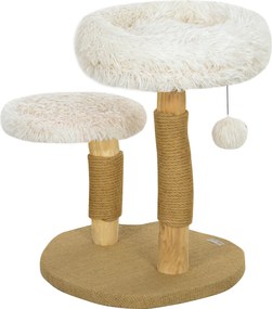 PawHut škrabadlo 61,5 cm vysoké Škrabadlo pro kočky s míčkem na hraní, pelíšky, věž pro kočky se škrabací deskou, pro kočky do 5 kg, hruškové dřevo, …