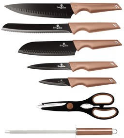 8dílná sada kuchyňských nožů s akrylovým stojanem ROSE GOLD 19531