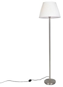 Moderní stojací lampa z oceli s bílým skládaným stínidlem 45 cm - Simplo