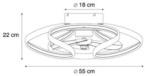 Stropní ventilátor mosazný 55 cm vč. LED stmívatelný s dálkovým ovládáním - Mandy
