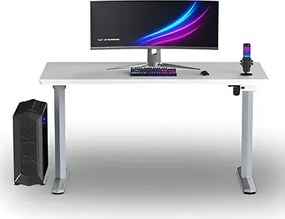 ULTRADESK QUEST šedá-bílá / Herní stůl / 140 × 70 cm / elektricky nast
