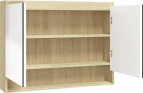 Koupelnová skříňka se zrcadlem 80 x 15 x 60 cm MDF bílá a dub 331537