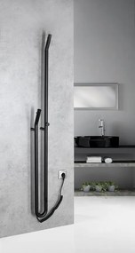 Sapho Sapho, DUOPASSO elektrický sušák ručníků s časovačem, 122x1700mm, 45 W, černá mat, ER330