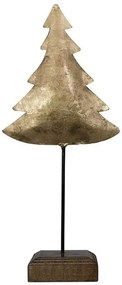 Dekorace zlatý antik kovový stromek na dřevěném podstavci - 10*8*28cm