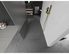 Mexen Kioto, sprchová zástěna Walk-In 130 x 200 cm, 8mm čiré sklo-námraza, zlatý matný profil, 800-130-002-55-35