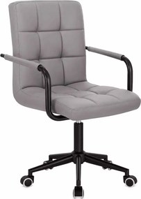 LuxuryForm DESIGN Otočná židle VERONA BLACK na černé podstavě s kolečky - šedá
