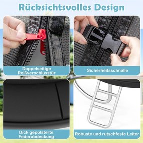 Costway Trampolína venkovní se žebříkem kulatá zahradní trampolína s ochranným